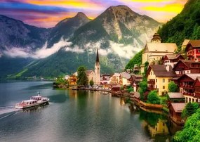 ENJOY Puzzle Hallstatt při západu slunce, Rakousko / 1000 dílků / od 1