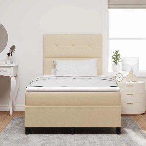 Postel s boxspringem s čelo Krémová 120 x 190 cm textil 3339376