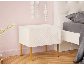 Noční stolek Madrielle 50, Barva dřeva: bílá/bílý lesk