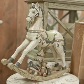 Béžová antik dekorace houpací koník Rocking Horse - 29*6*27 cm