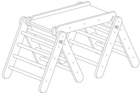 Šedý/v přírodní barvě pikler trojúhelník z borovicového dřeva 265x61x60 cm Montessori – Meowbaby
