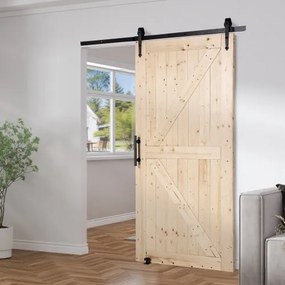 Sada dřevěných posuvných dveří a kování hladce 76,2 × 106,7 cm