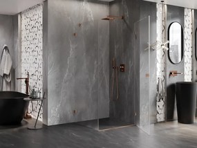 Mexen Lunar-B, pravostranný výklopný sprchový kout 70 x 70 cm, 8mm čiré sklo, profil měděná matná, 832-070-070-65-00-P