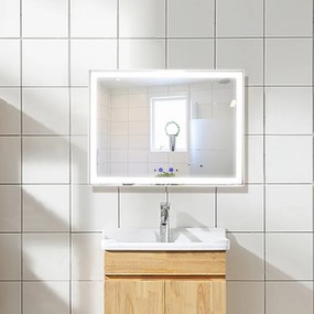 Bezdoteku Nemlžící koupelnové zrcadlo s LED osvětlením 80x60 cm KZ1