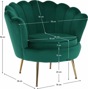 Křeslo ve stylu Art-deco, smaragdová Velvet látka / gold chrom-zlatý, NOBLIN