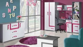 Casarredo - Komfort nábytek Dětská rohová šatní skříň APETTITA 2 antracit/růžová