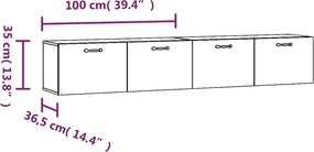 vidaXL Nástěnné skříňky 2 ks 100 x 36,5 x 35 cm kompozitní dřevo [3115674] Barva: Betonová šedá