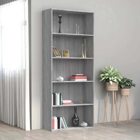 vidaXL 5patrová knihovna 80 x 30 x 189 cm kompozitní dřevo [815403] Barva: šedá sonoma