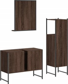 vidaXL 3dílný set koupelnových skříněk kompozitní dřevo [3214353] Barva: hnědý dub