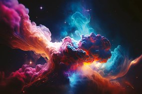 DIMEX | Vliesová fototapeta na zeď Colorful Smoke MS-5-AI-0021 | 375 x 250 cm | černá, oranžová, modrá, růžová