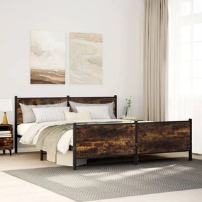 Kovový rám postele bez matrace kouřový dub 183 x 213 cm 3301356