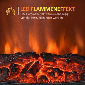 HOMCOM Elektrický krb s vytápěním, 2000 W elektrický krb s LED plamenovým efektem