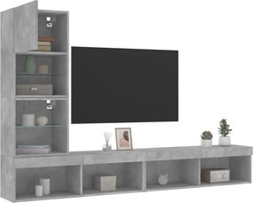 vidaXL 4dílná obývací stěna s LED kompozitní dřevo [3216642] Barva: Bílá