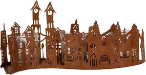 Rustikální rezavý svícen v designu městečka Candle Rust - 27*12*12 cm