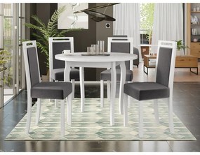 Jídelní stůl se 4 židlemi AL18, Barva dřeva: bílá, Potah: 26x - Kronos 22