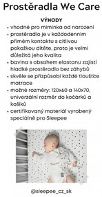 Prostěradlo Sleepee We Care do kočárku, košíku a kolébky černé tečky/eucalyptus
