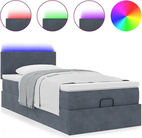 Osmanský rám postele s matrací tmavě šedá 80x200cm samet 3312513