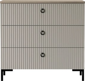 Komoda, šedohnědá Taupe/dub silverjack, DOMCA 3S