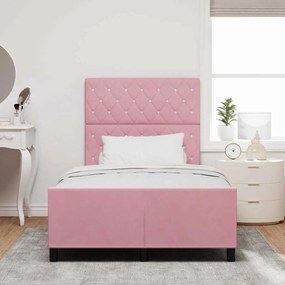Postel s boxspringem s čelo Růžová 120 x 200 cm samet 3344872