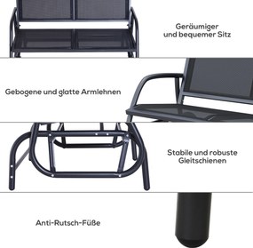 Outsunny Houpací křeslo 2-sedák Zahradní lavice Zahradní houpačka Lavice Sedadlo Park Lavice Kovový zahradní nábytek Černá 120 x 70 x 88 cm | Aosom