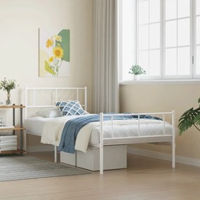 vidaXL Kovový rám postele s hlavovým a nožním čelem 90 x 190 cm [372189] Barva: Bílá