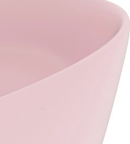 Luxusní umyvadlo kulaté matné růžové 40 x 15 cm keramické 147010