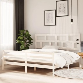 Rám postele bílý masivní borovice 200 x 200 cm,  3101304 HangarStore.cz