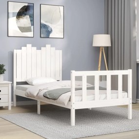 vidaXL Rám postele s čelem 90 x 190 cm masivní dřevo [3192262] Barva: Bílá