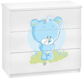 Dětská komoda BABYDREAMS, 80x80x41, bílá/modrý medvěd