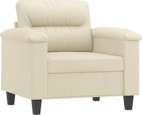 Křeslo s podnožkou krémové 60 cm umělá kůže 3201238