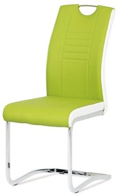 Jídelní židle DCL-406 LIM, koženka limetková s bílými boky, chrom