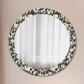 Kulaté dekorativní zrcadlo Abstraktní typografie fi 80 cm