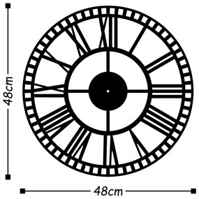 Wallexpert Dekorativní kovové nástěnné hodiny Metal Wall Clock 10 - Black, Černá