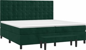 Box spring postel s matrací tmavě zelená 200x200 cm samet 3138106