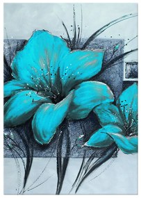 Gario Ručně malovaný obraz Nádherné modré Vlčí máky Rozměry: 100 x 70 cm