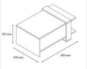 Konferenční stolek GAYE 35x80 cm hnědá/bílá
