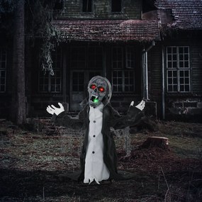 HOMCOM Halloweenská dekorace 75cm kostra s červenýma svítícíma očima a zvukem vytí, ovládaná pohybem, pro zahradu a interiér