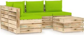 vidaXL 5dílná zahradní souprava s poduškami zeleně impregnované dřevo [3068257] Barva: Zelená