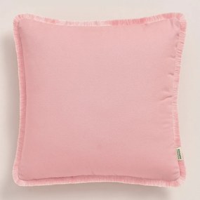 Pudrově růžový povlak na polštář BOCA CHICA se střapci 40 x 40 cm