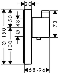 Hansgrohe ShowerSelect S, termostatická baterie Highflow pod omítku pro 1 spotřebič a další výtok, chromová, HAN-15742000