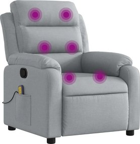 Masážní křeslo s polohovacím mechanismem, světle šedé, látkové 3206140