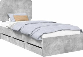Rám postele s čelo Betonově šedá 75 x 190 cm Inženýrské dřevo 3412647