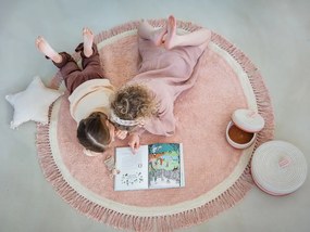 Kulatý koberec ROSA s třásněmi růžový