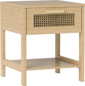 HOMCOM Noční stolky s šuplíkem, policí a designem z ratanu pro ložnici a obývací pokoj, přírodní 40 cm x 49 cm