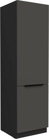 ARIA pe | vysoká skříňka 60 LO-210 2F na vestavnou lednici | 60 cm | ANTI FINGERPRINT povrch | černá/šedá grafit