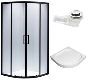 BPS-koupelny Čtvrtkruhový sprchový kout HYD-PK01B 90x90 cm černý/transparent + vanička HYD-SXL01B bílá