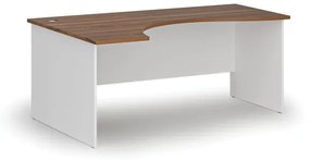 Ergonomický kancelářský pracovní stůl PRIMO WHITE, 1800 x 1200 mm, levý, bílá/ořech