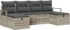 Set pohovek 6 ks 6-Počet míst Světle šedá polyratan 3359221