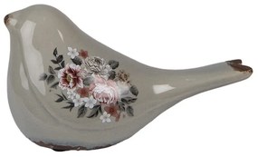 Dekorace šedý keramický ptáček Masselin M – 21x9x11 cm