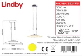 Lindby - LED Stmívatelný lustr na lanku AMIDALA LED/36W/230V
